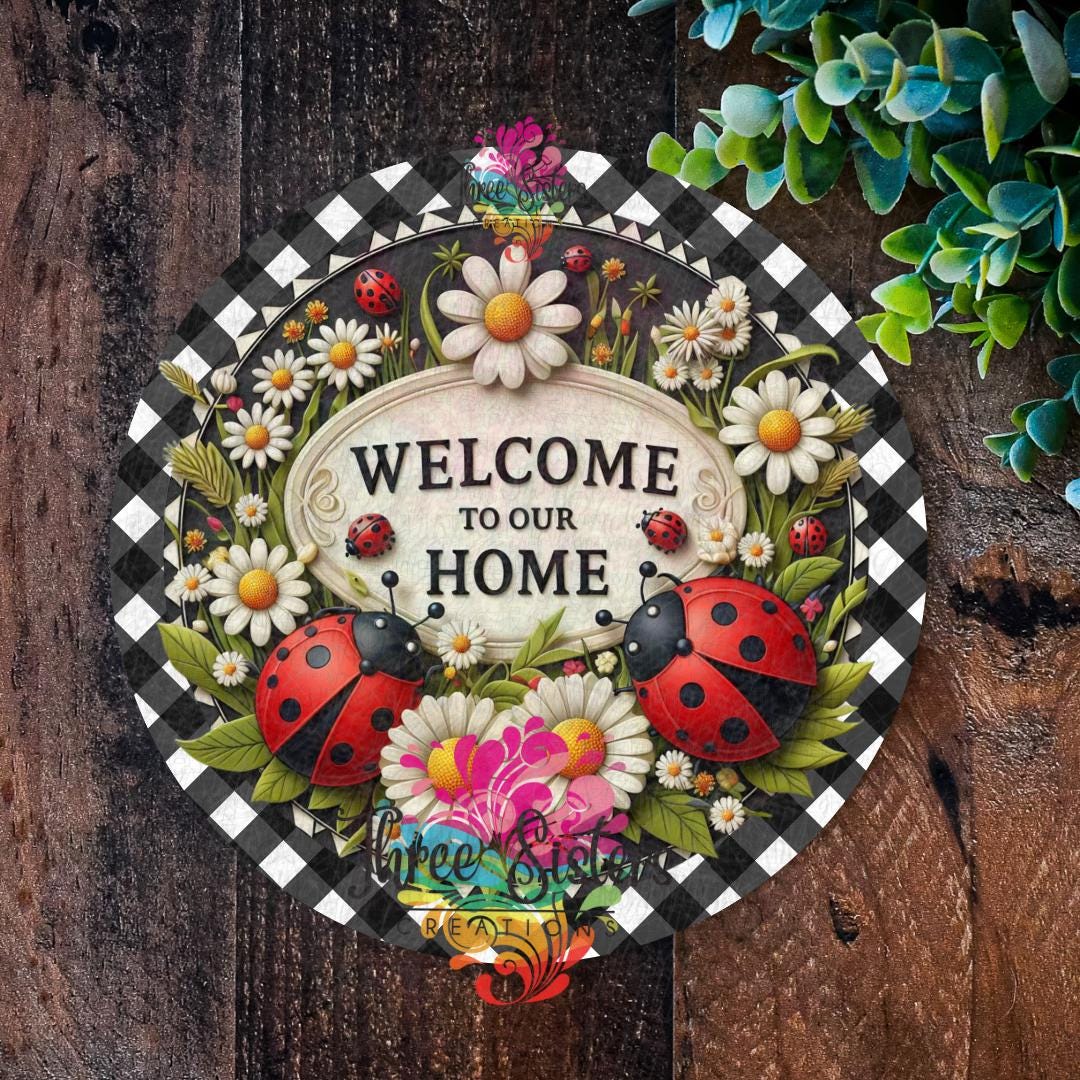 Ladybug Sign, Ladybird Sign, Welcome Wreath Sign, Everyday Door Décor ...