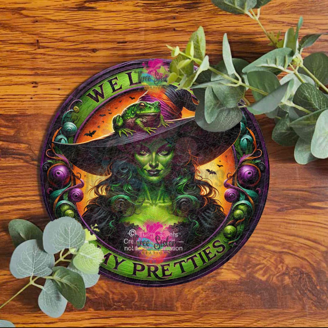 Witch Welcome Sign, Welcome My Pretties Plaque, Gothic Halloween Door ...