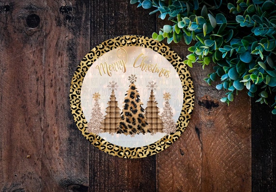 Christmas Wreath Sign Leopard Print Christmas Wreath Sign - Etsy