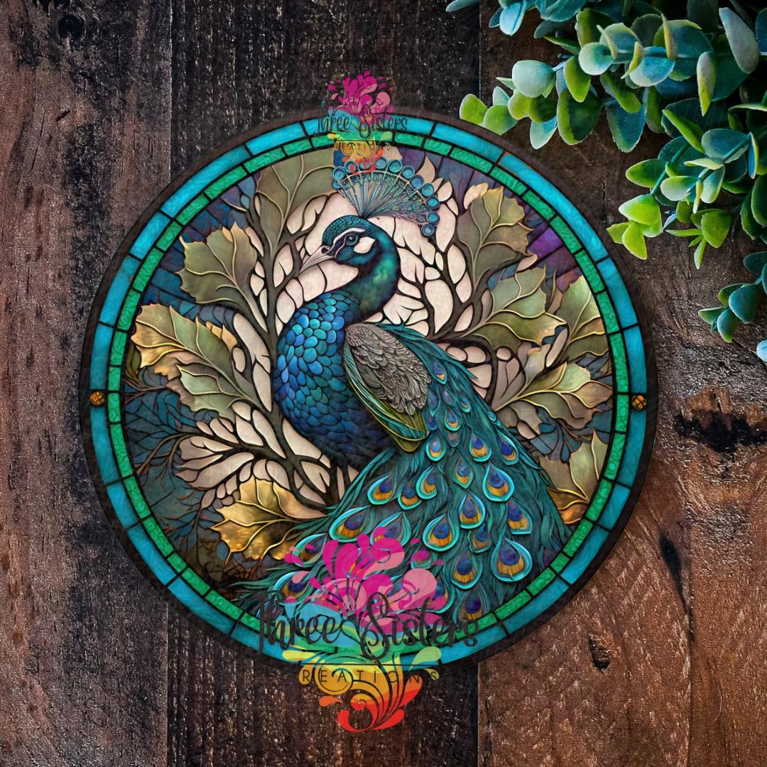 Peacock Sign, Metal Peacock Plaque , Peacock Wreath Sign, Garden ...