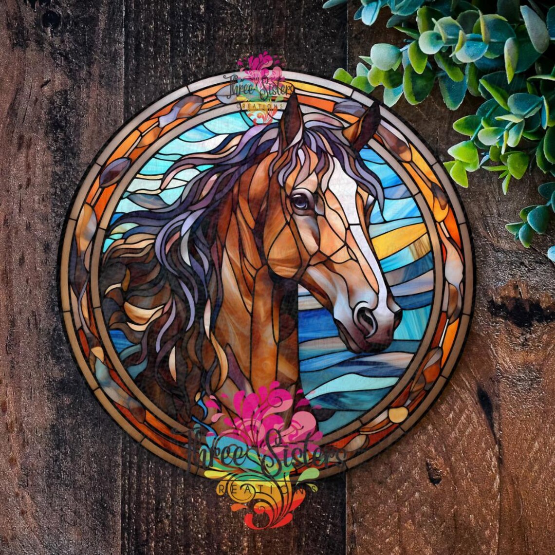 Metal Horse Sign in Faux Stained Glass Effect: Versatile for Gardens ...