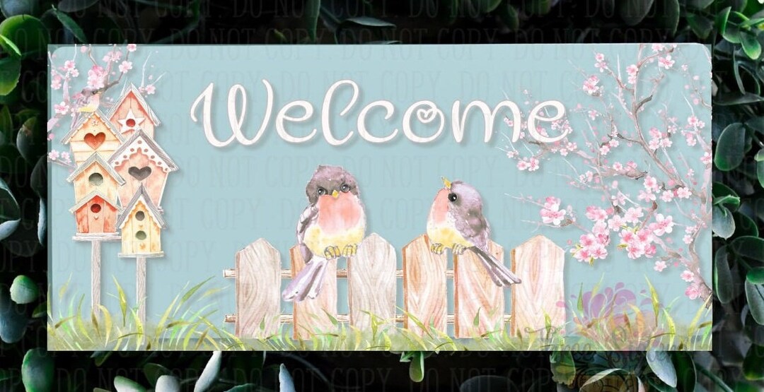Welcome Wreath Sign Bird Welcome Sign Garden Gate Welcome - Etsy