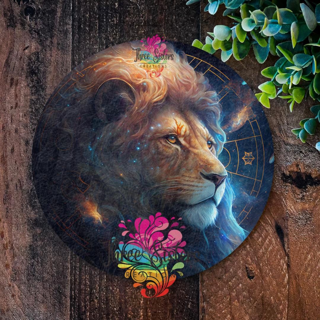 Leo Zodiac Sign Metal Wall Art, Lion Astrology Gift, Star Sign Round ...