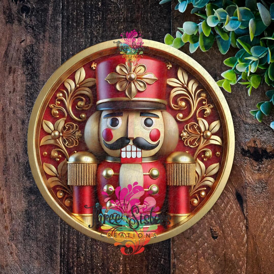 Red Nutcracker Christmas Plaque, Festive Wreath Sign, Traditional ...