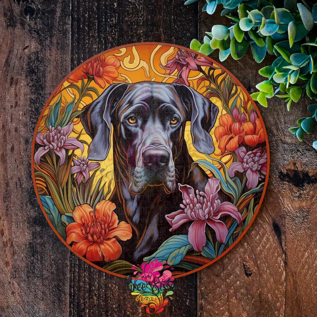 Great Dane Dog Gifts, Metal Dog Sign, Pet Memorial Plaque, Dog Wreath ...