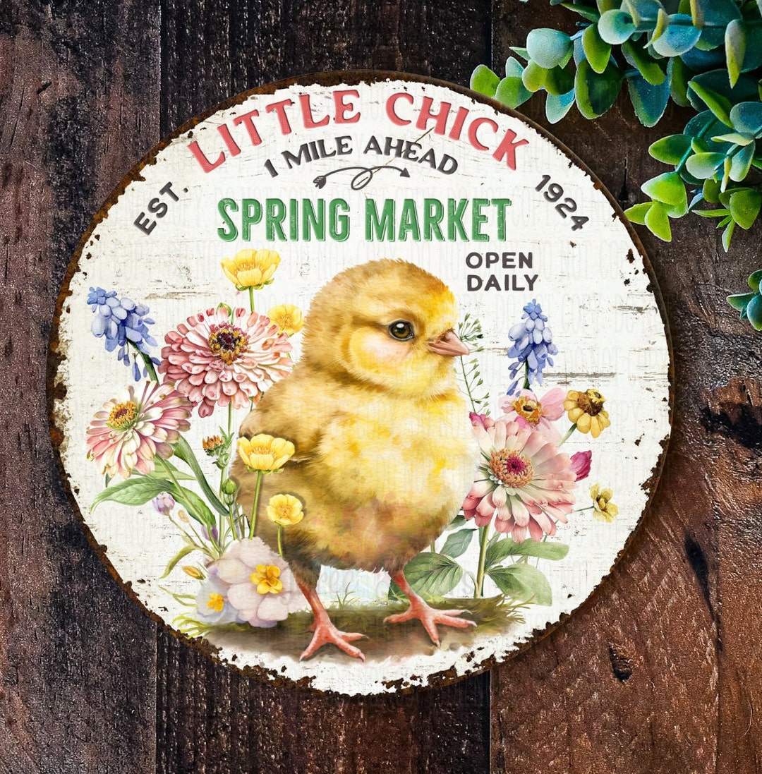 Easter Chick Sign, Spring Wreath Signs, Happy Easter Sign, Easter ...