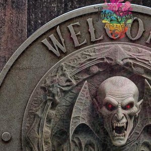 Vampire Castle Welcome Sign Gothic Dracula Plaque Outdoor Halloween ...