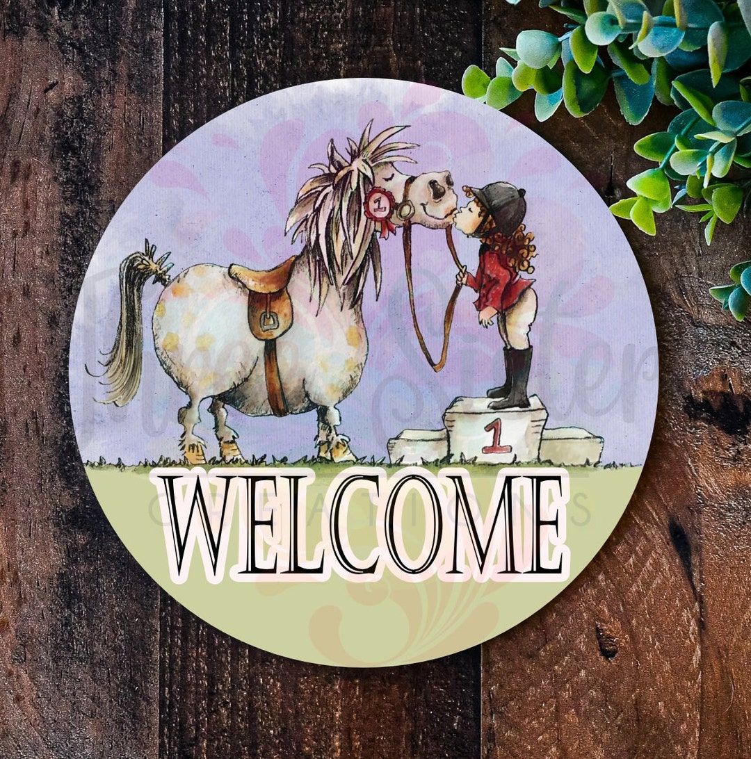 Pony Welcome Sign, Horse Welcome Sign, Metal Wreath Sign, Horse Wreath ...