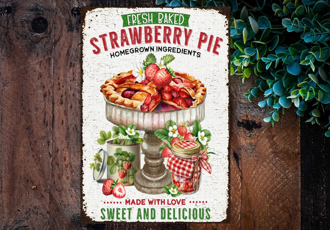 Strawberry Pie Sign, Summer Wreath Sign, Strawberry Sign, Metal Wreath ...