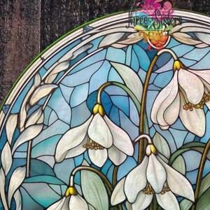 Snowdrops Plaque ,IMITATION Stained Glass Snowdrop Sign, Metal Sign ...