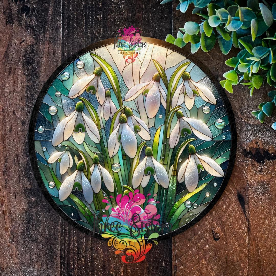 Spring Snowdrop Sign, Faux Stained Glass Snowdrops Sign, Snowdrop Gifts ...