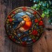 Metal Robin Sign in Faux Stained Glass Effect Vibrant Garden - Etsy