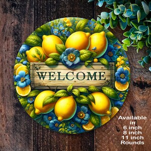 Lemon Welcome Sign, Everyday Wreath Signs, Lemon Round Door Hanger, All ...