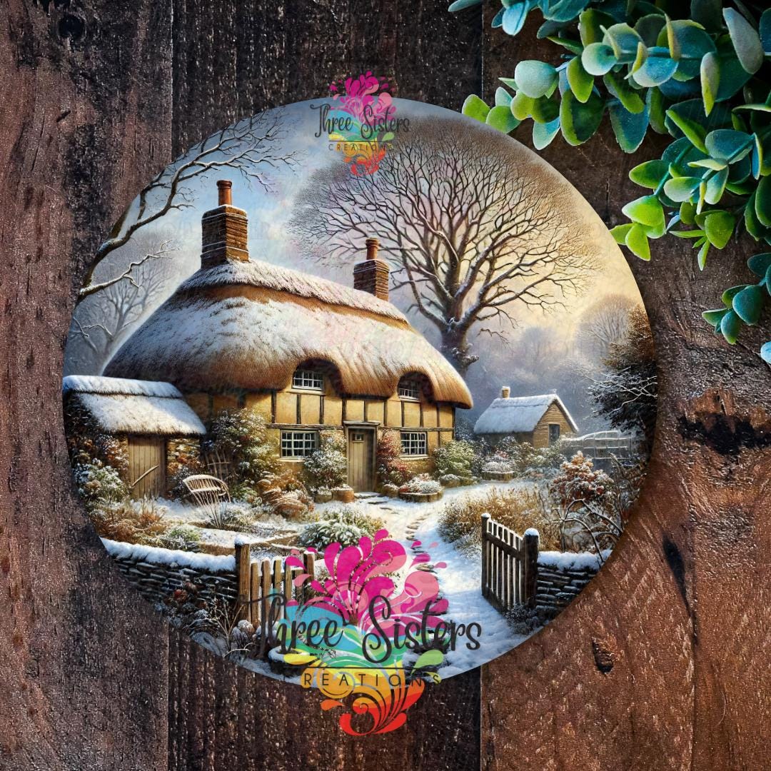 Thatched Cottage Sign, English Countryside Wall Art, Rustic Garden ...