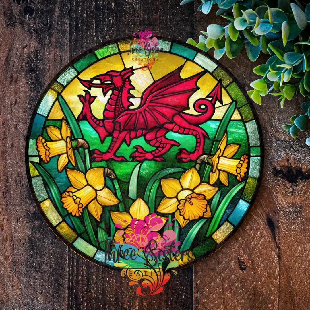 Welsh Dragon Sign, Outdoor Metal St. Davids Day Wreath Plaque, Welsh ...