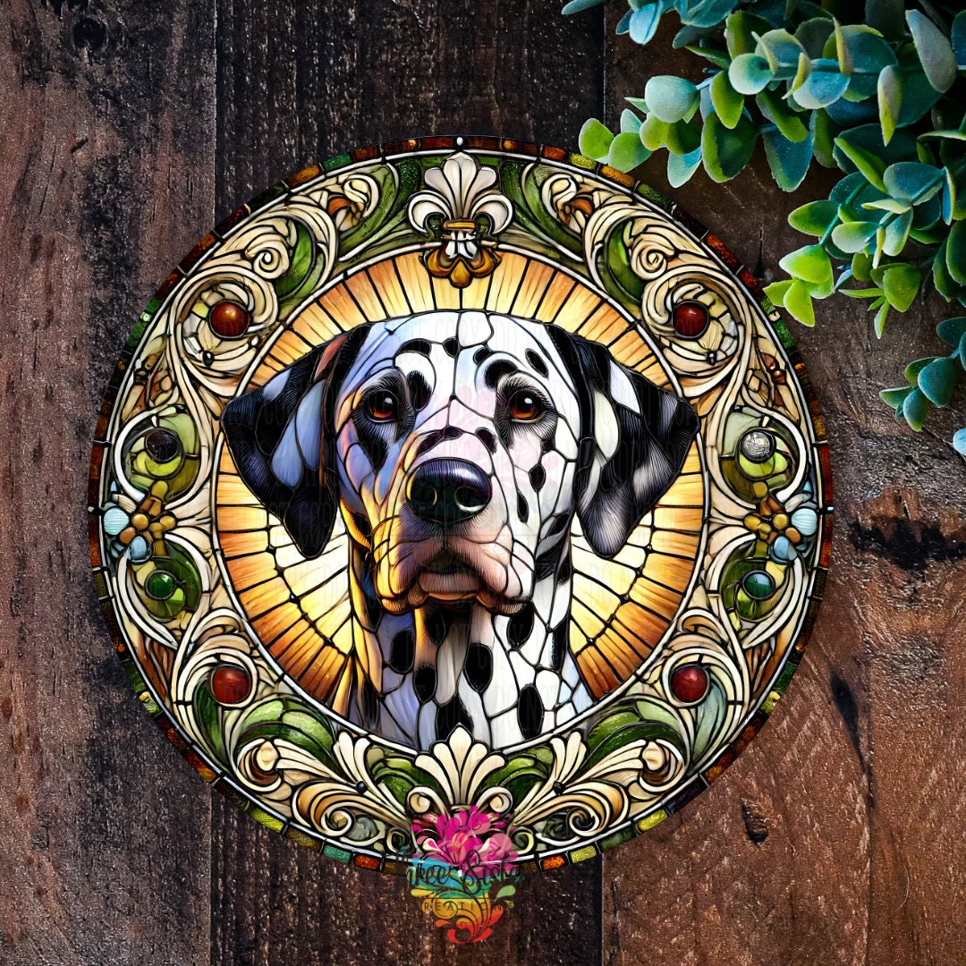 Dalmatian Dog Sign, Metal Wall Art, Faux Stained Glass Décor ,dog ...