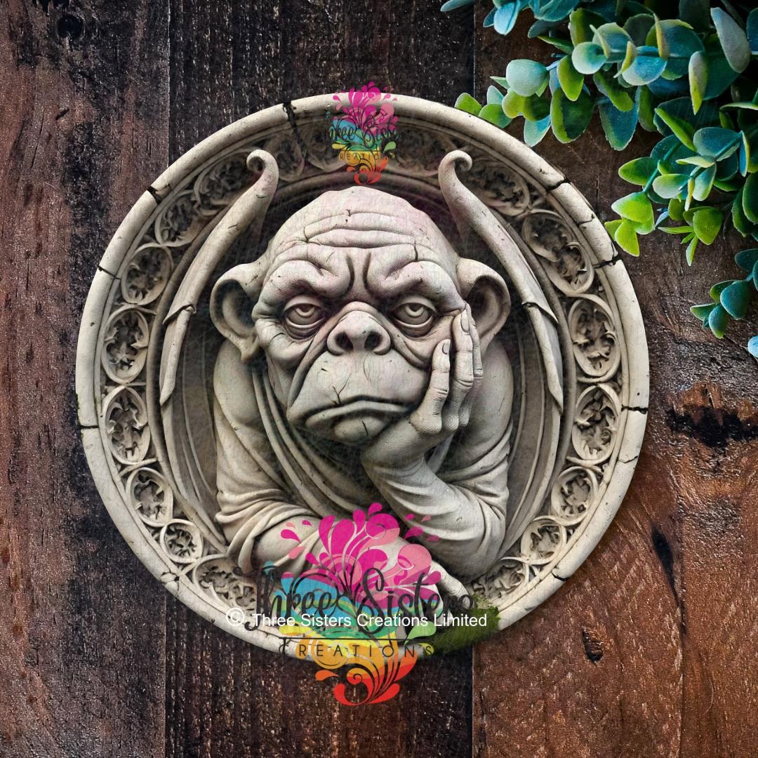 Bored Gargoyle Metal Sign, Gothic Garden Plaque, Funny Grotesque Decor ...