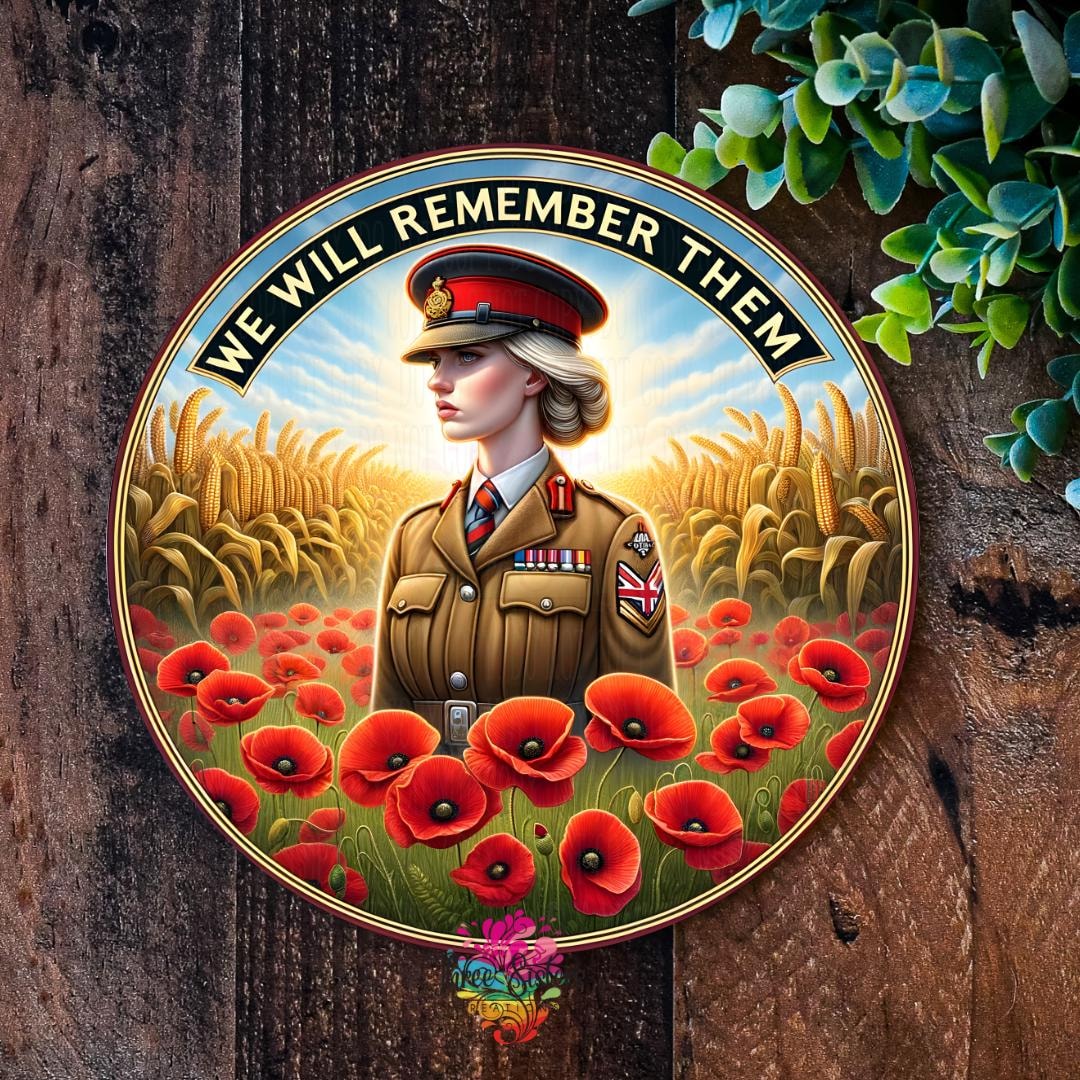 Remembrance Day Poppy Metal Sign, Patriotic Military Tribute Wall Art We Will Remember Them ...