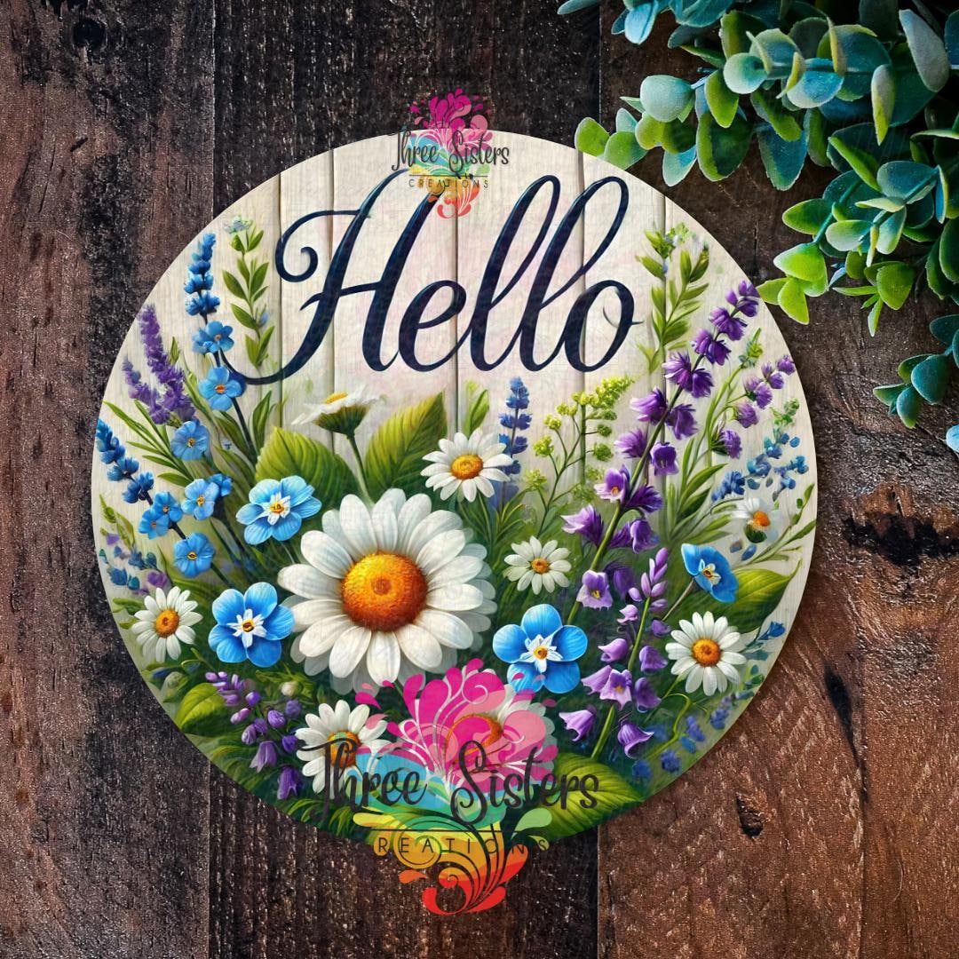 Hello Sign, Floral Welcome Plaque, Cottagecore Front Door Decor - Etsy