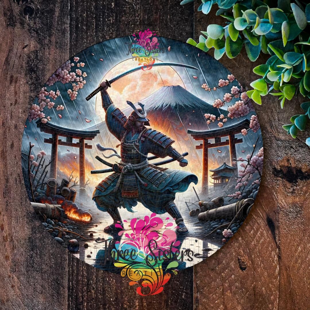 Samurai Warrior Metal Sign, Faux Stained Glass Japanese Garden Art - Etsy