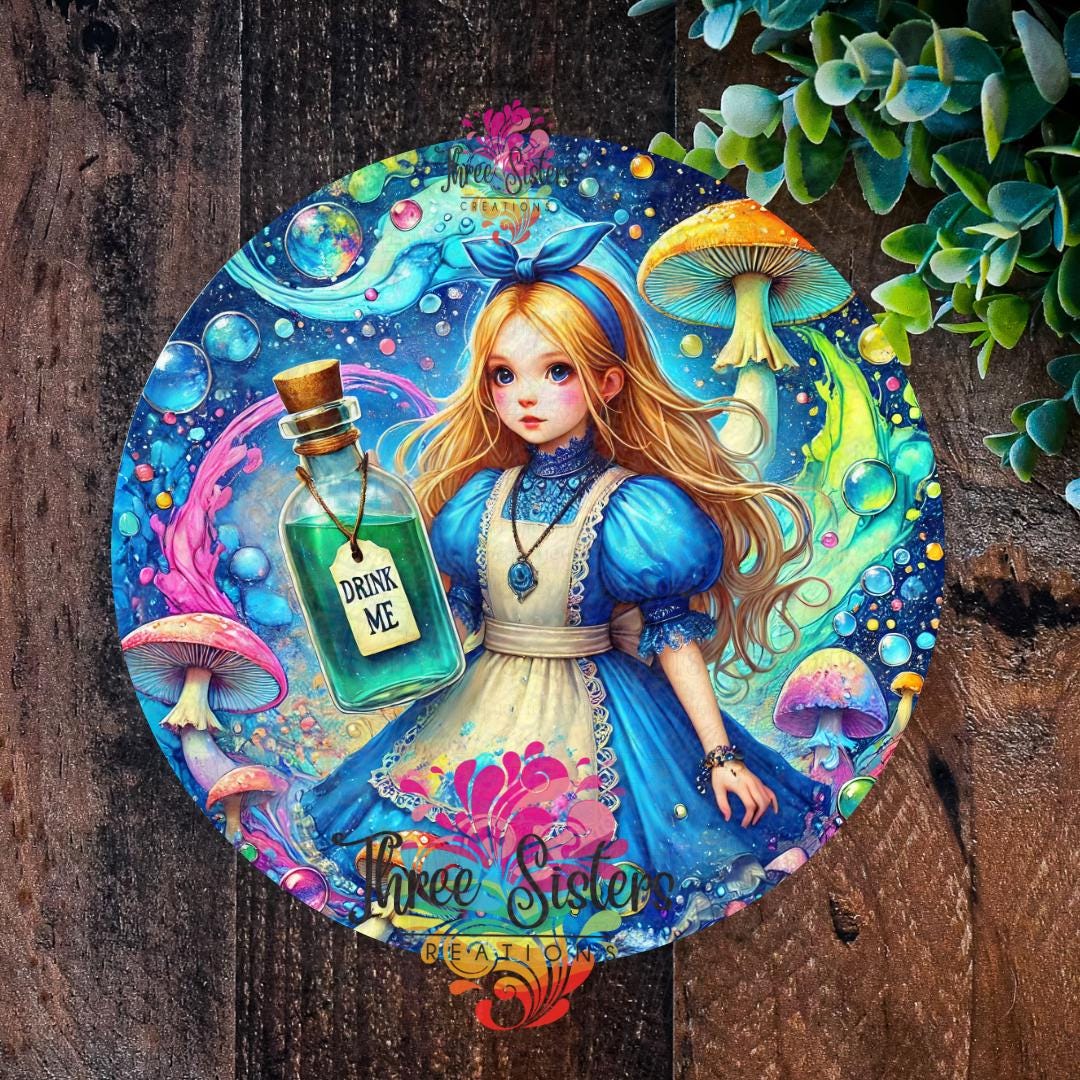 Alice in Wonderland Drink Me Sign, Wonderland Décor, Alice Wreath Sign ...