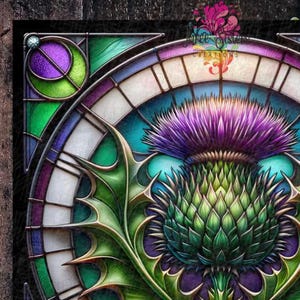 Thistle Sign, Faux Stained Glass Scottish Thistle, Garden Decoration ...