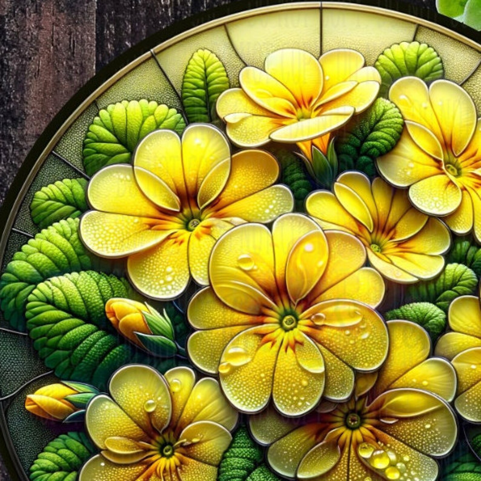 Spring Primroses Sign, Faux Stained Glass Metal Sign, Garden ...