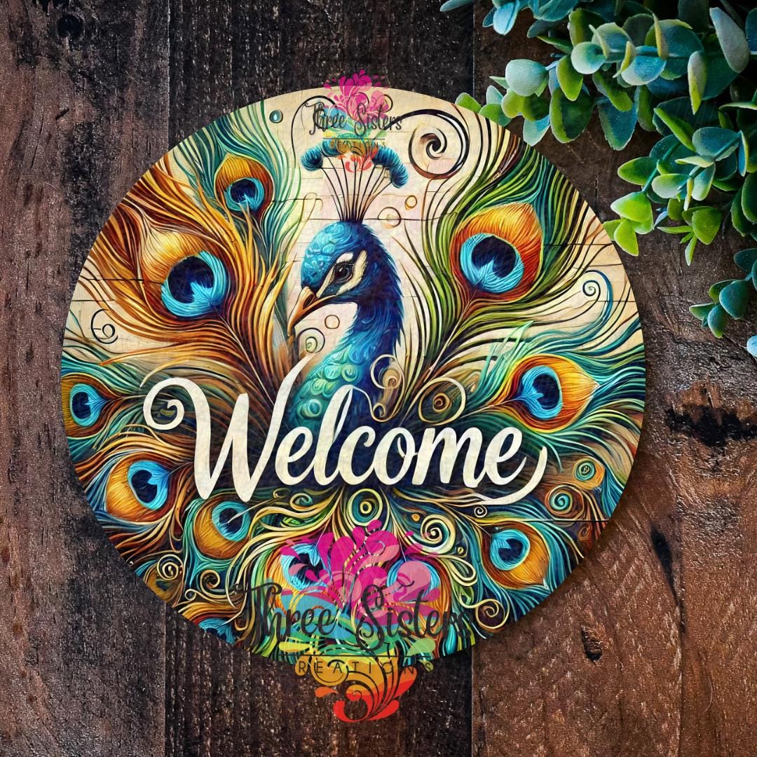 Peacock Sign Peacock Gifts Welcome Wreath Signs Bird Decorations ...