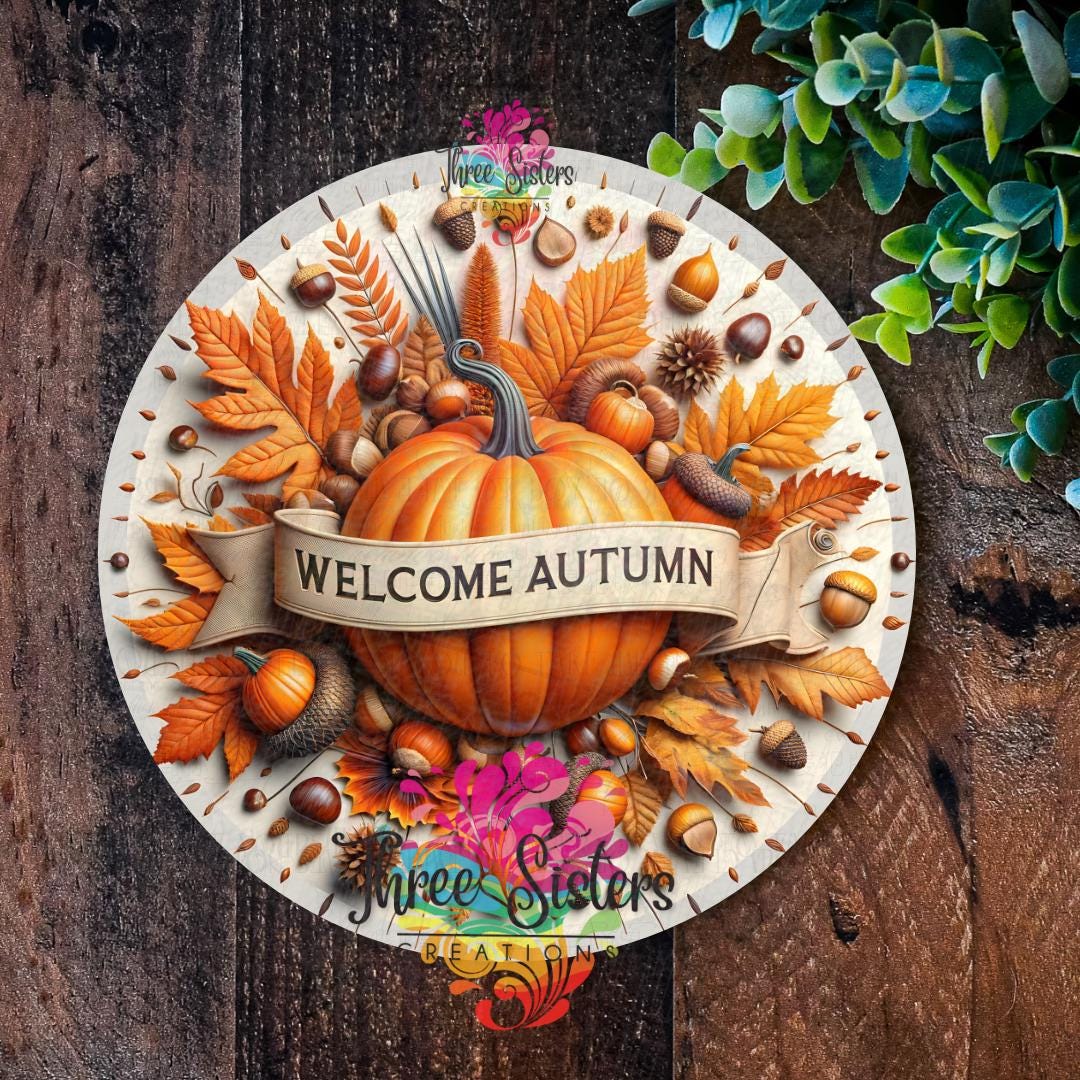 Welcome Autumn Sign: Rustic Fall Harvest Wreath Door Decoration - Etsy
