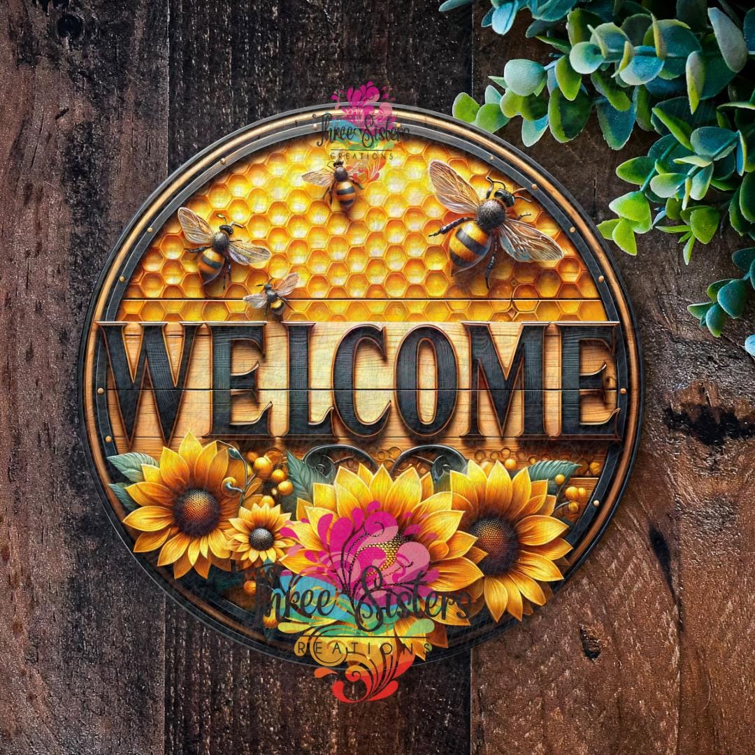 Sunflower Welcome Sign, Welcome Summer Plaque, Summer Wreath Signs ...