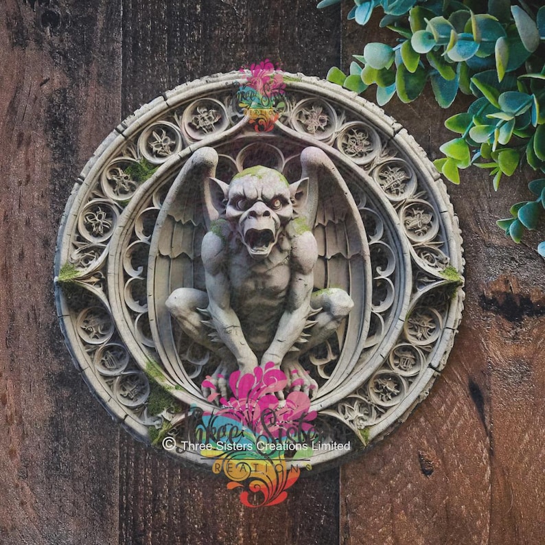 Gargoyle Wall Decor, Gothic Garden Plaque, Medieval Stone Effect Wall ...