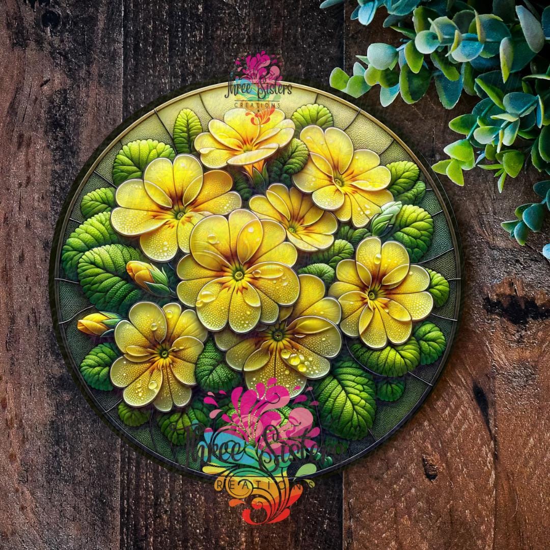 Primrose Sign, Faux Stained Glass Metal Sign, Garden Decorations ...