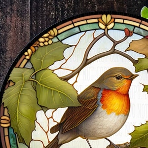 Robin Sign in Faux Stained Glass Effect Vibrant Garden Décor or ...