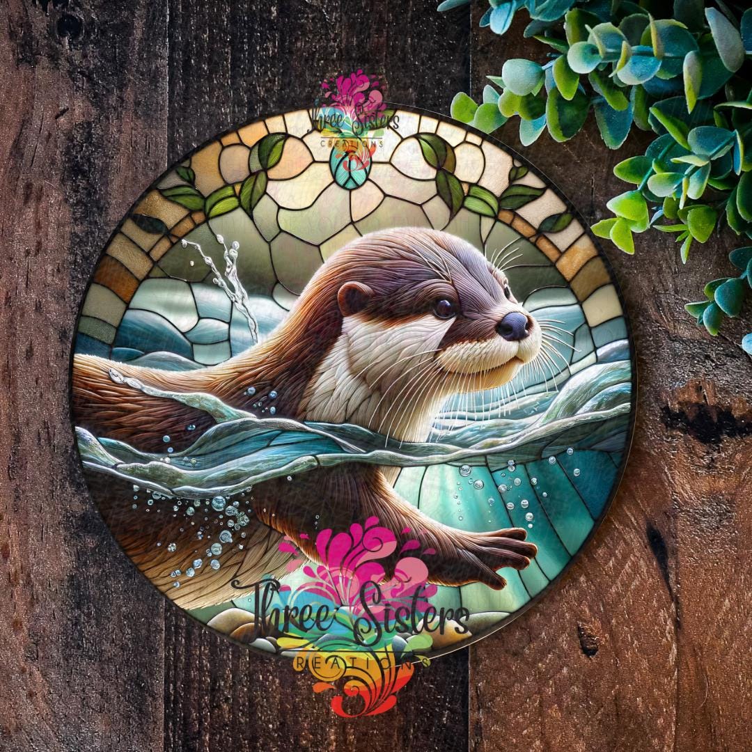 Otter Gifts Otter Sign Faux Stained Glass Signs for Otter Lovers ...