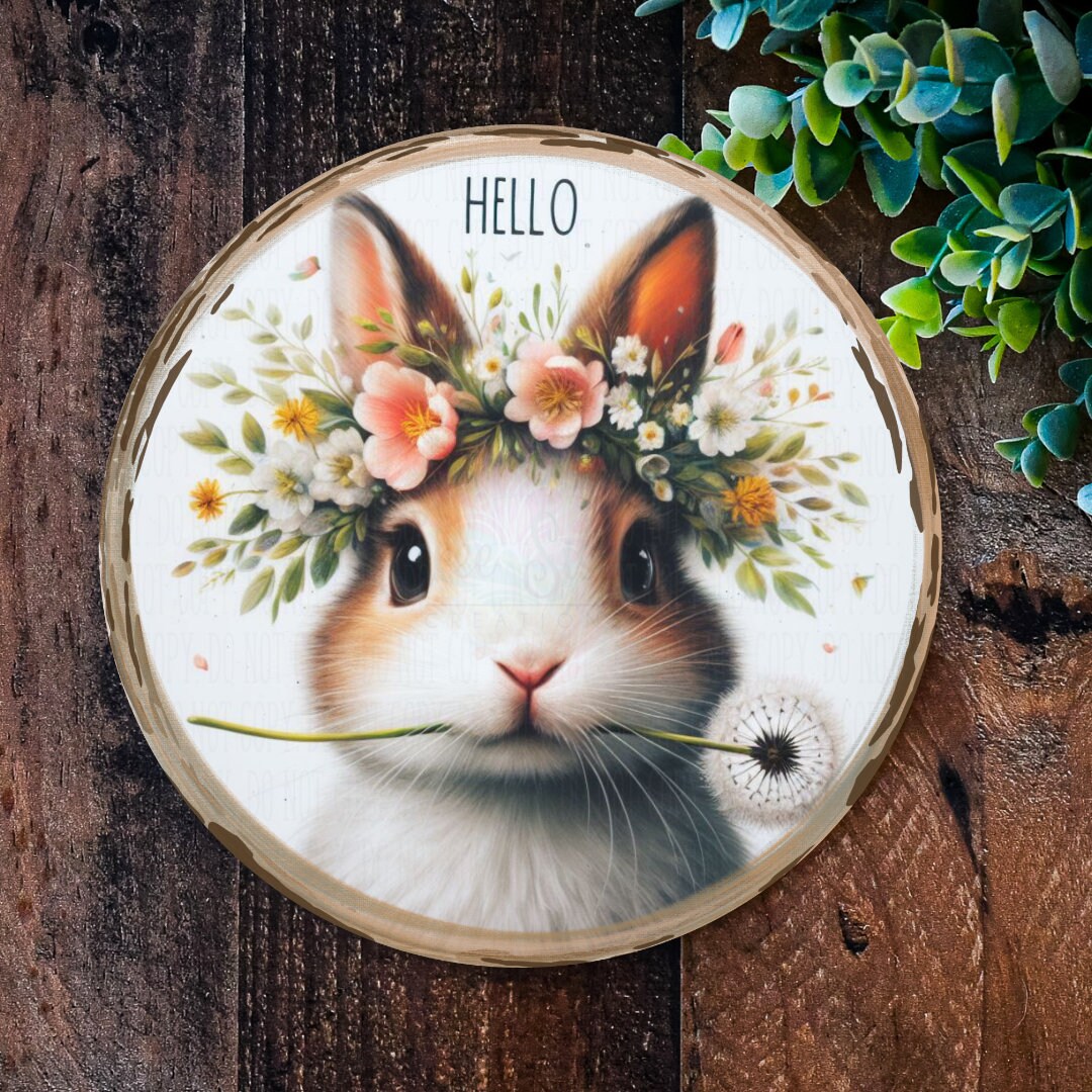 Hello Spring Wreath Signs, Easter Bunny Sign, Bunny Wreath, UK Wreath ...