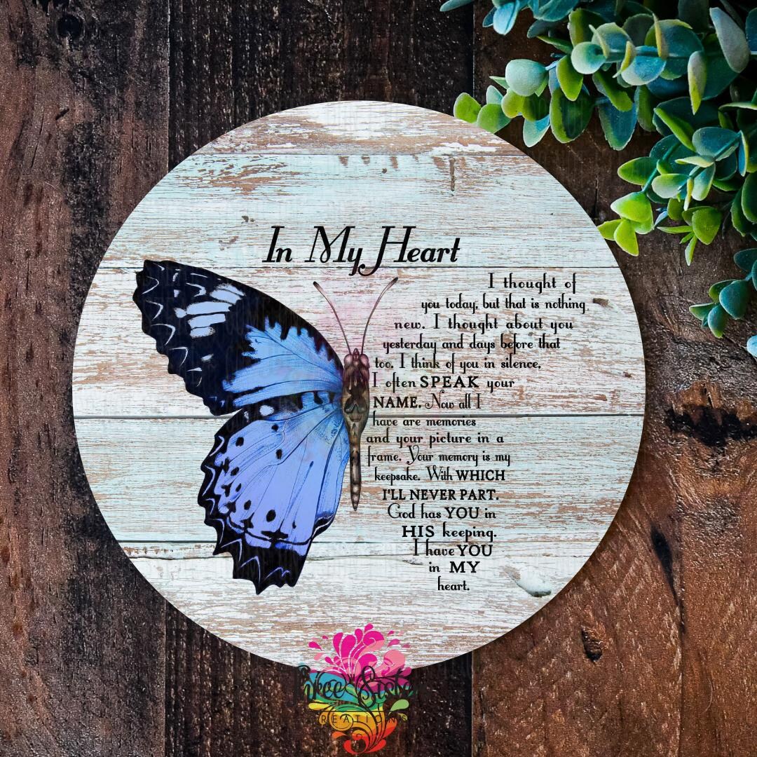 In Loving Memory in My Heart Sign, Remembrance Sign, Metal Wreath Sign ...