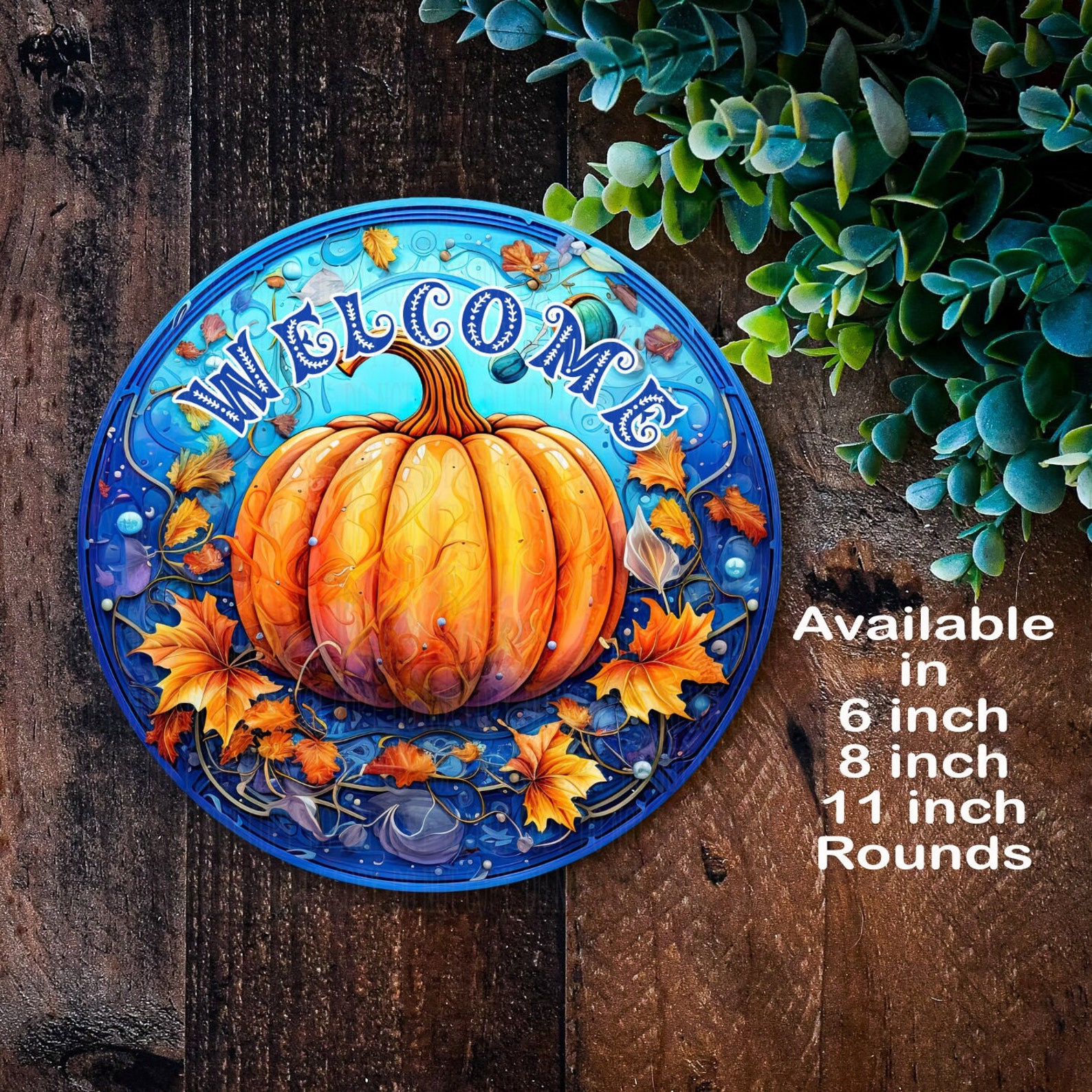 Autumn Fall Welcome Pumpkin Sign, Art Nouveau Style Plaque, Fall Wreath ...