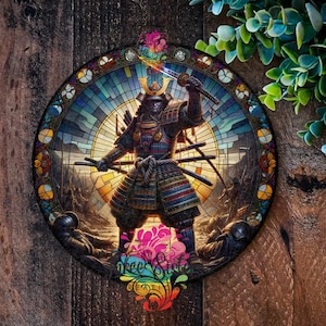 Samurai Warrior Sign, FAUX Stained Glass Garden Art, Japanese Garden ...