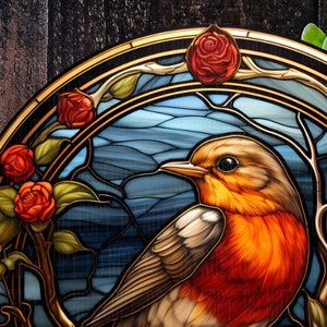 Metal Robin Sign in Faux Stained Glass Effect Vibrant Garden - Etsy