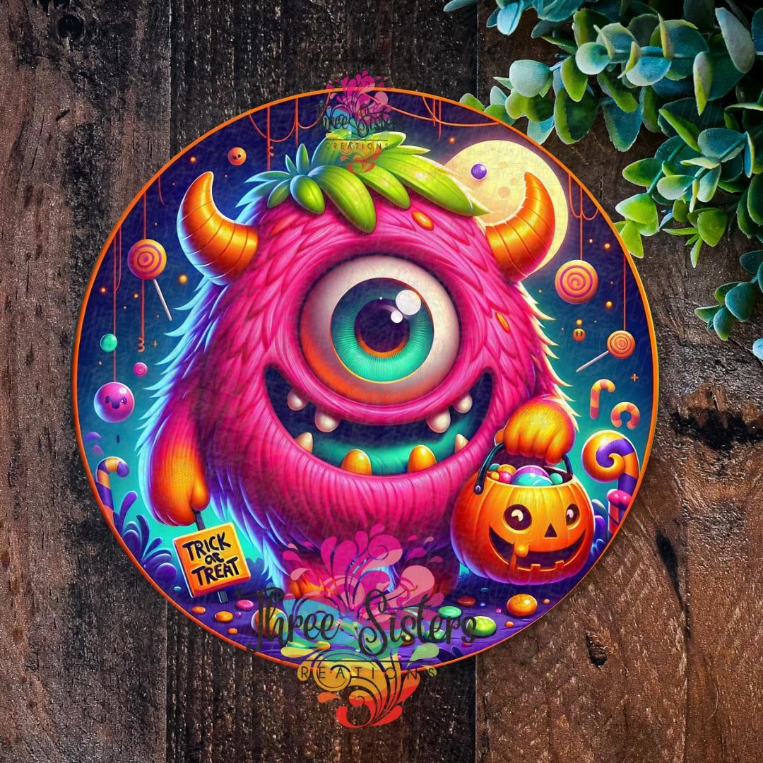 Pink One Eyed Monster Sign for Halloween Décor and Wreaths - Outdoor ...