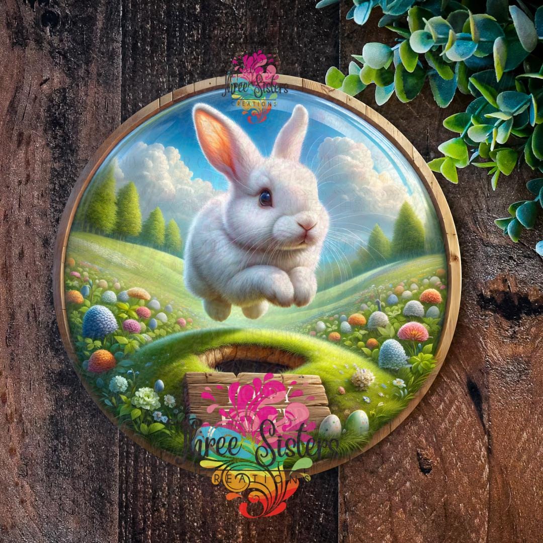 White Rabbit Sign Easter Wreath Sign, Easter Bunny, Easter Decorations ...
