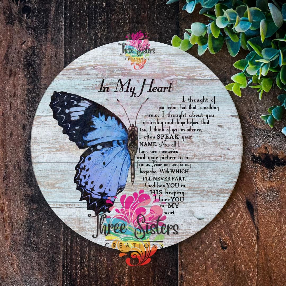 In Loving Memory in My Heart Sign, Remembrance Sign, Metal Wreath Sign ...