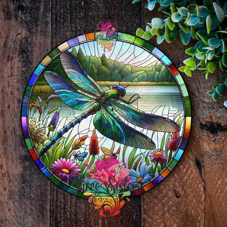Faux Stained Glass Dragonfly Metal Sign - Garden Decor - Etsy Canada