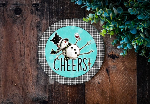 Cheers Snowman Sign Christmas Snowman Sign Christmas Wreath - Etsy