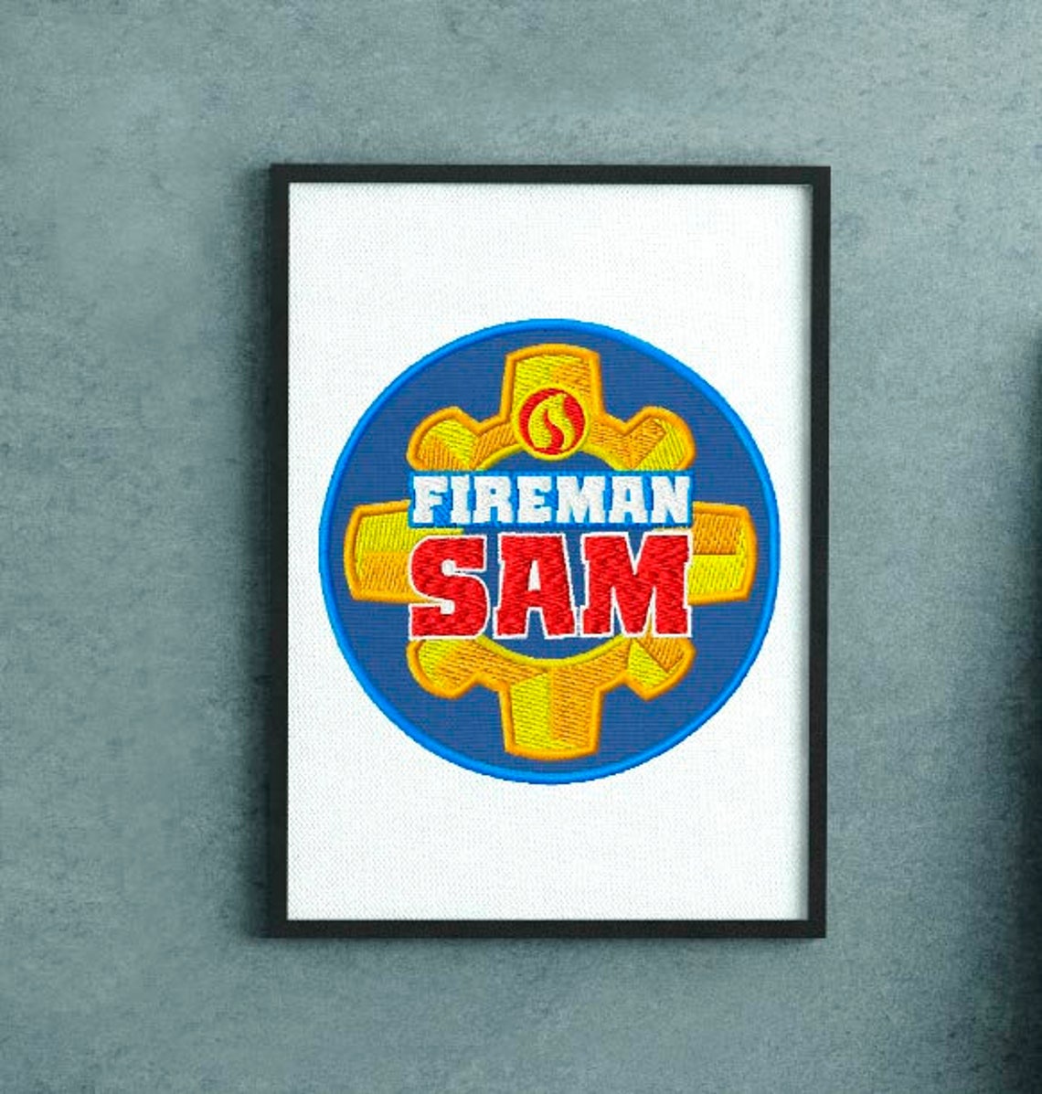 Applique design Logo Fireman Sam Embroidery Design cute | Etsy