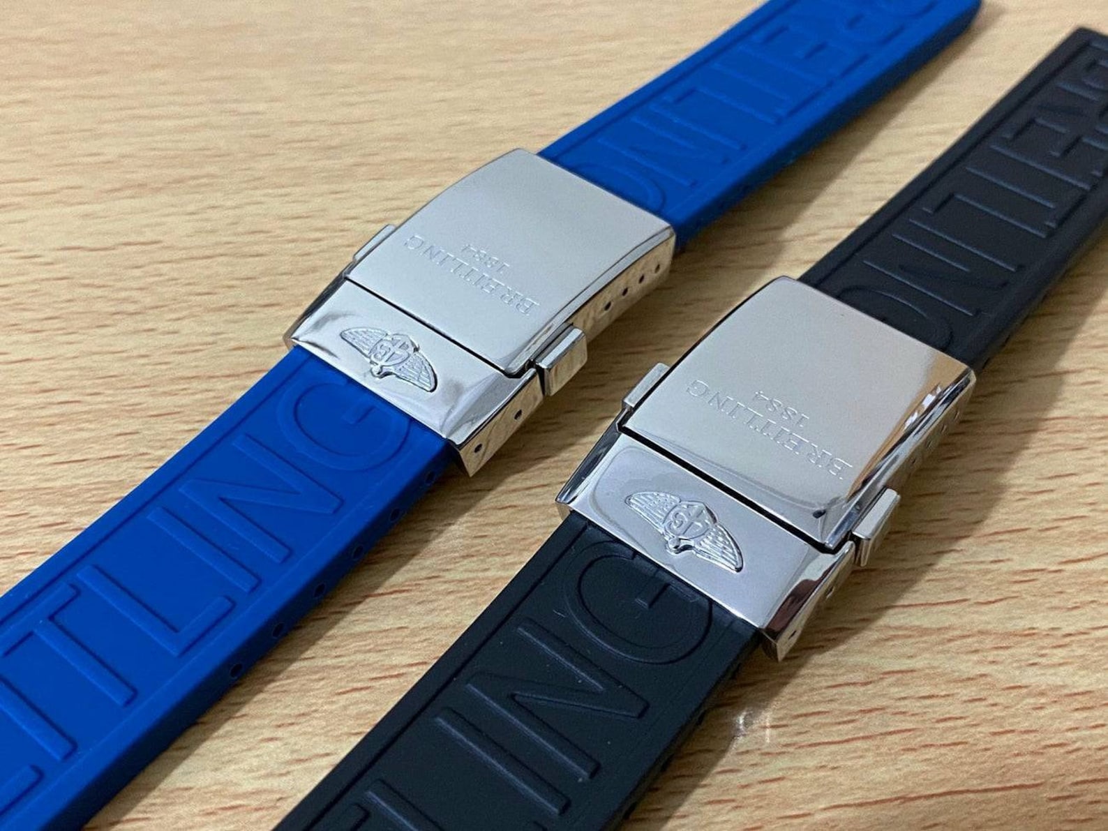 VERY SHINY - Breitling Deployant Clasp Strap, Blue or Black in 22/24mm ...
