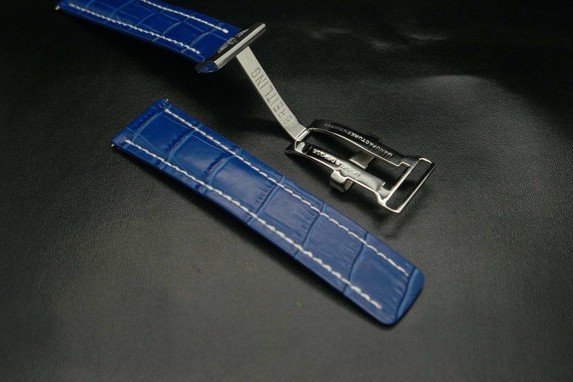 Electric Blue Watch Strap for Breitling Watches - 22/24mm Width ...