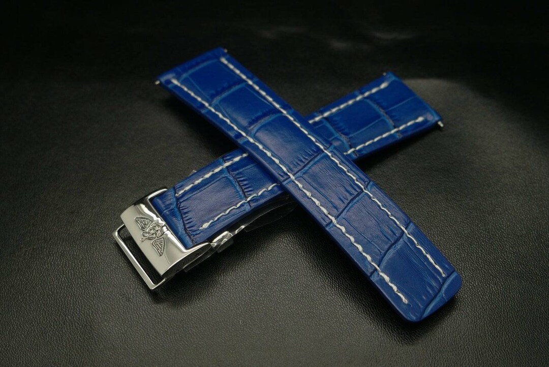 Electric Blue Watch Strap for Breitling Watches - 22/24mm Width ...