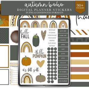 Autumn Boho Digital Planner Stickers Precropped Goodnotes 5 - Etsy