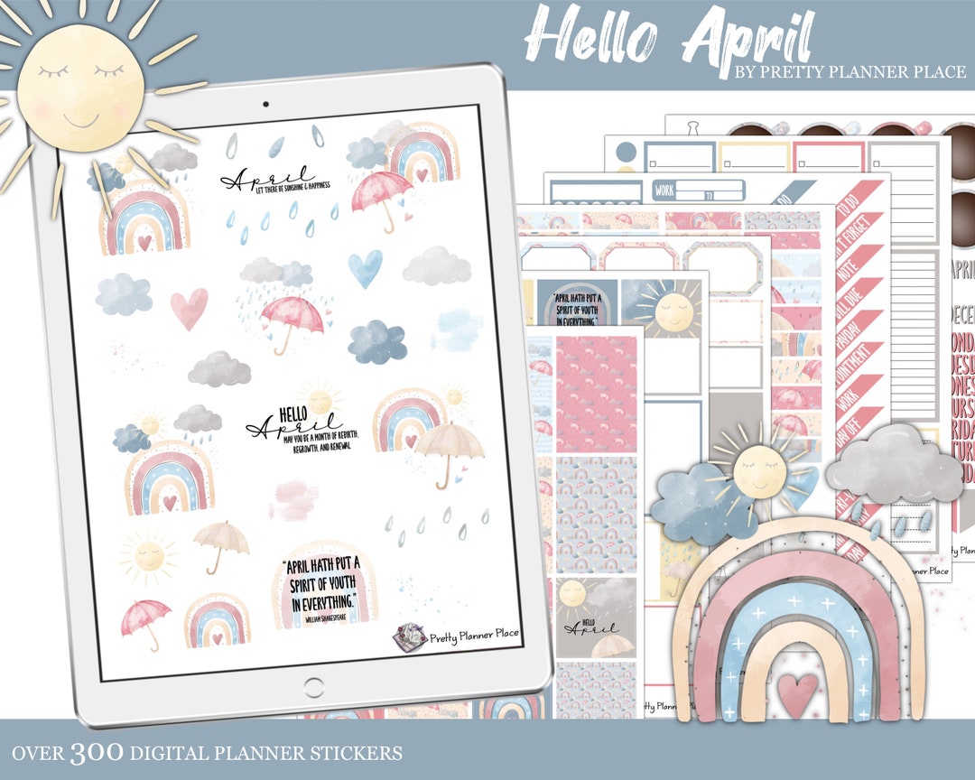 April | Digital Stickers | Goodnotes Stickers | Digital Planner ...